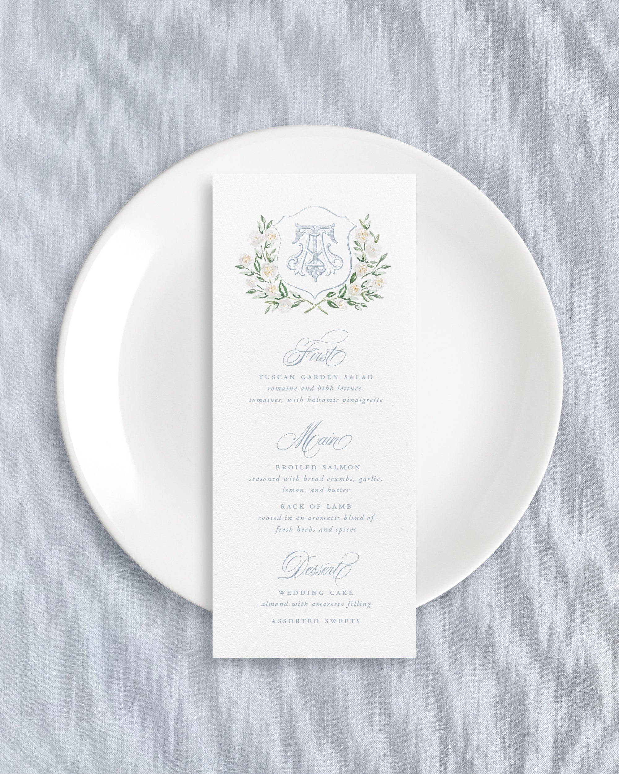 Augusta Seated Dinner Menus – Empress Stationery