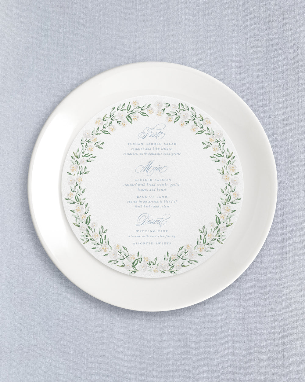 Augusta Round Dinner Menus – Empress Stationery