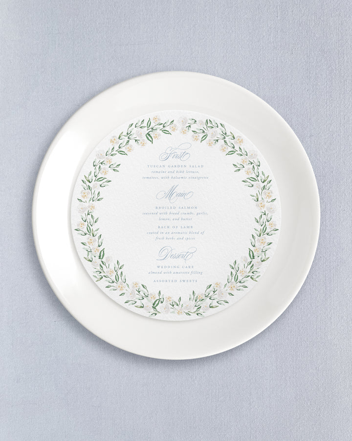 Round Dinner Menus – Empress Stationery