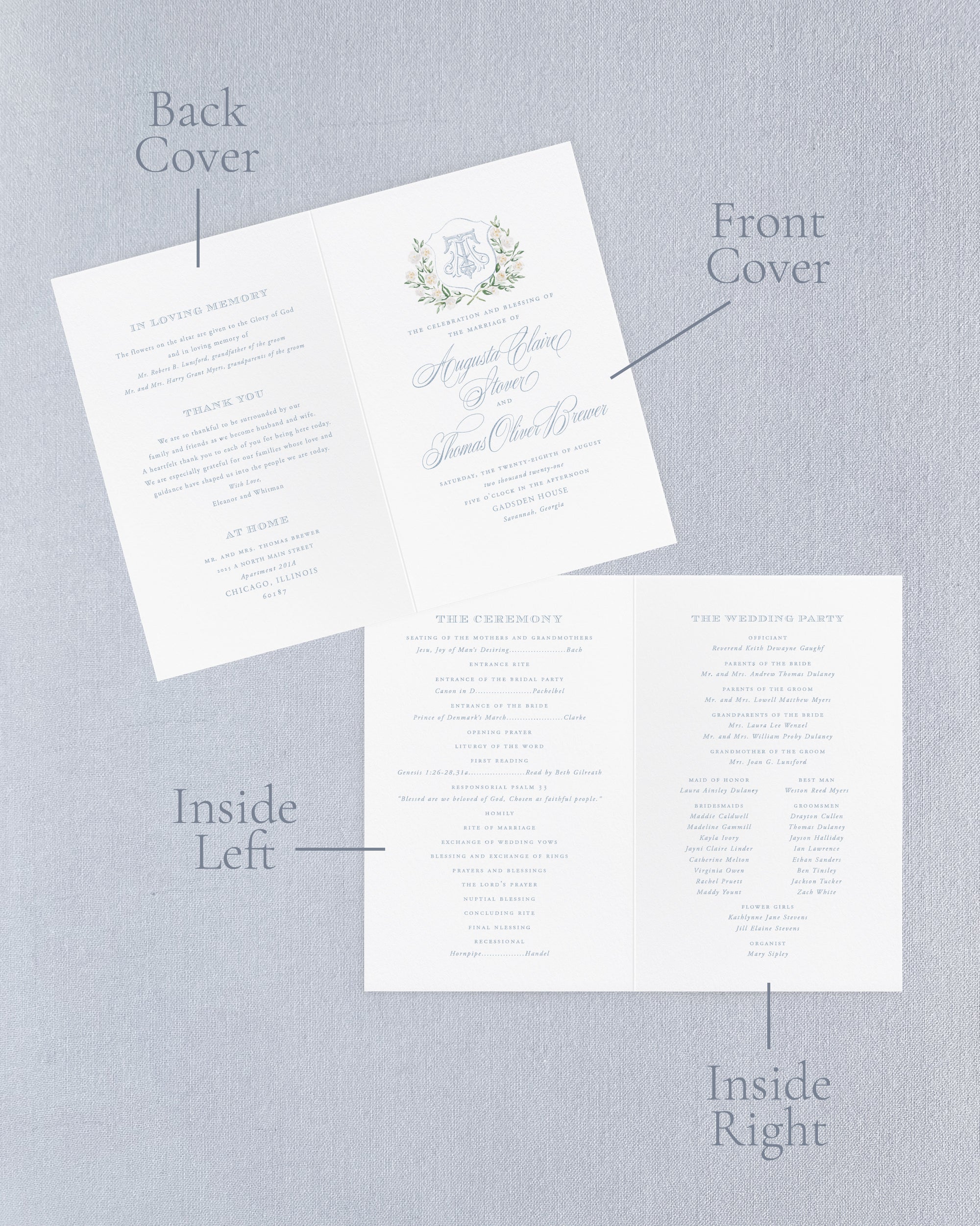 Augusta Folded Wedding Programs – Empress Stationery