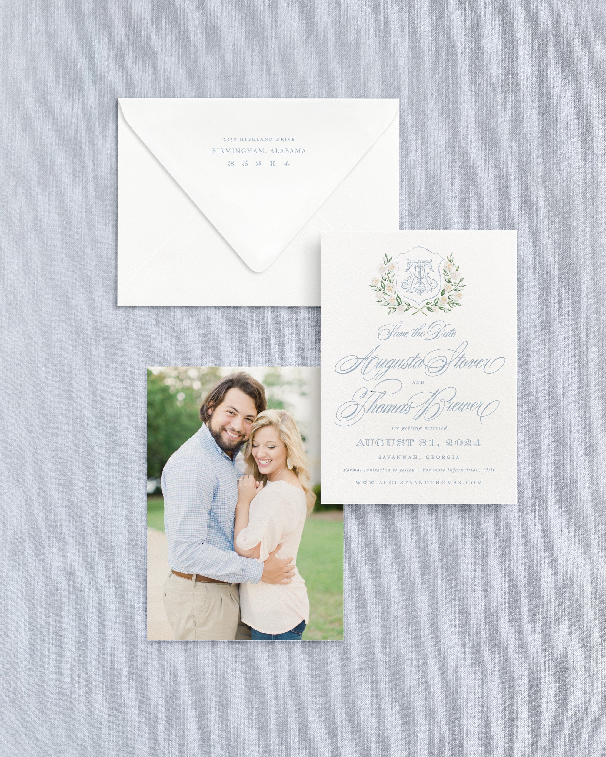 Augusta Vertical Save the Date No. 1 – Empress Stationery