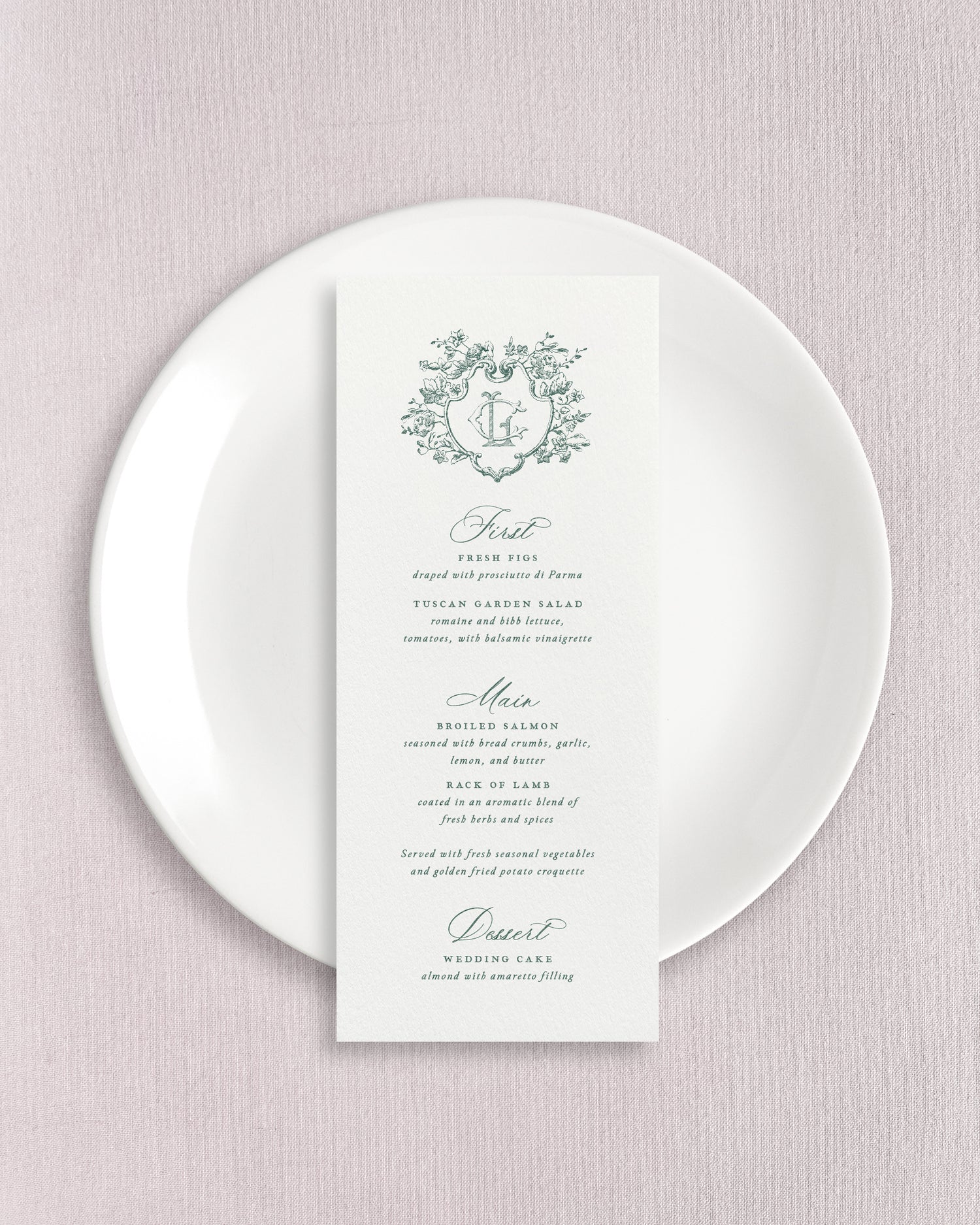 Camille Seated Dinner Menus – Empress Stationery