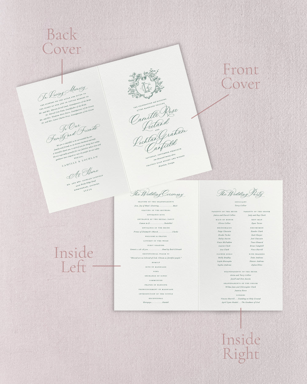 Camille Folded Wedding Programs – Empress Stationery