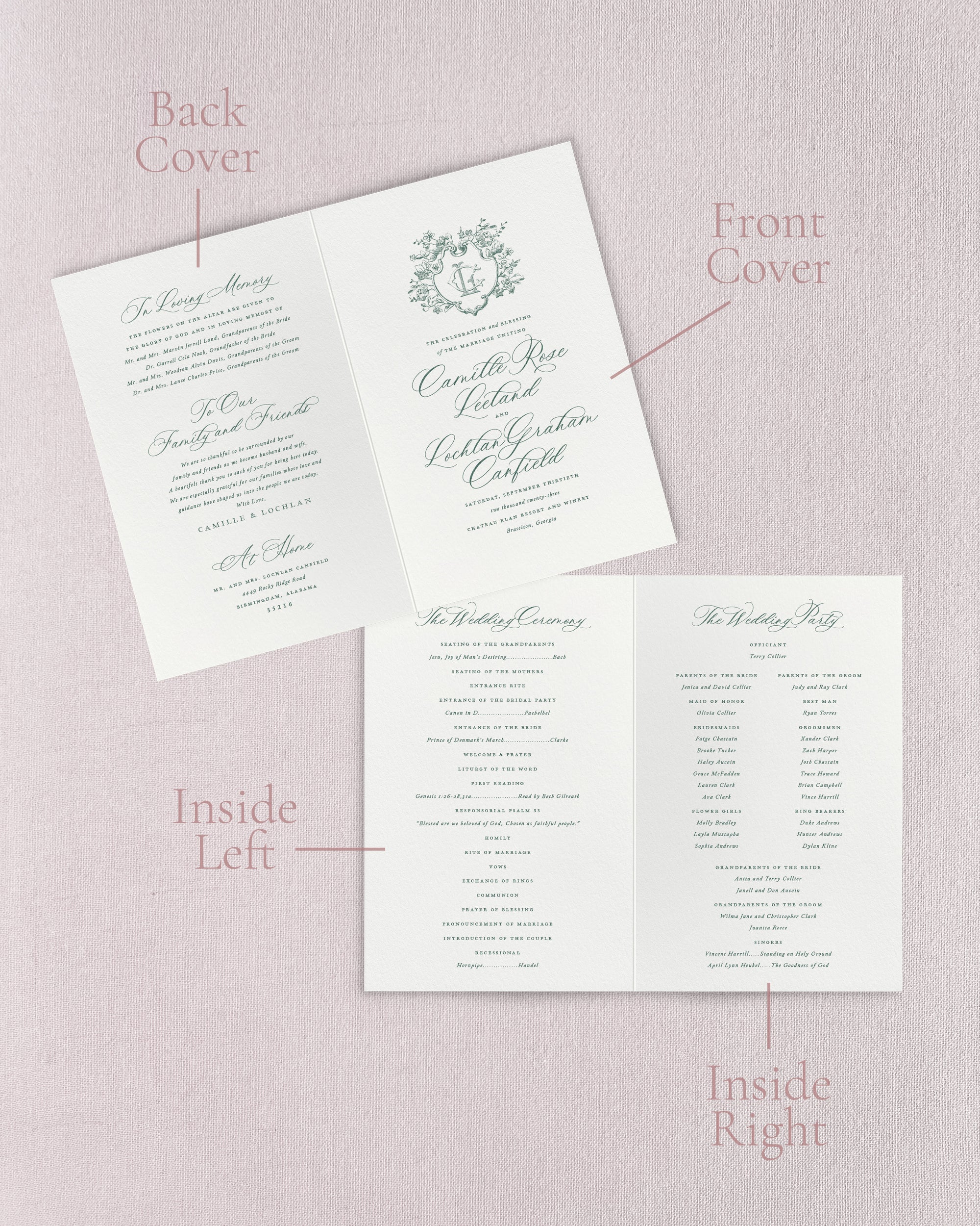 Camille Folded Wedding Programs – Empress Stationery