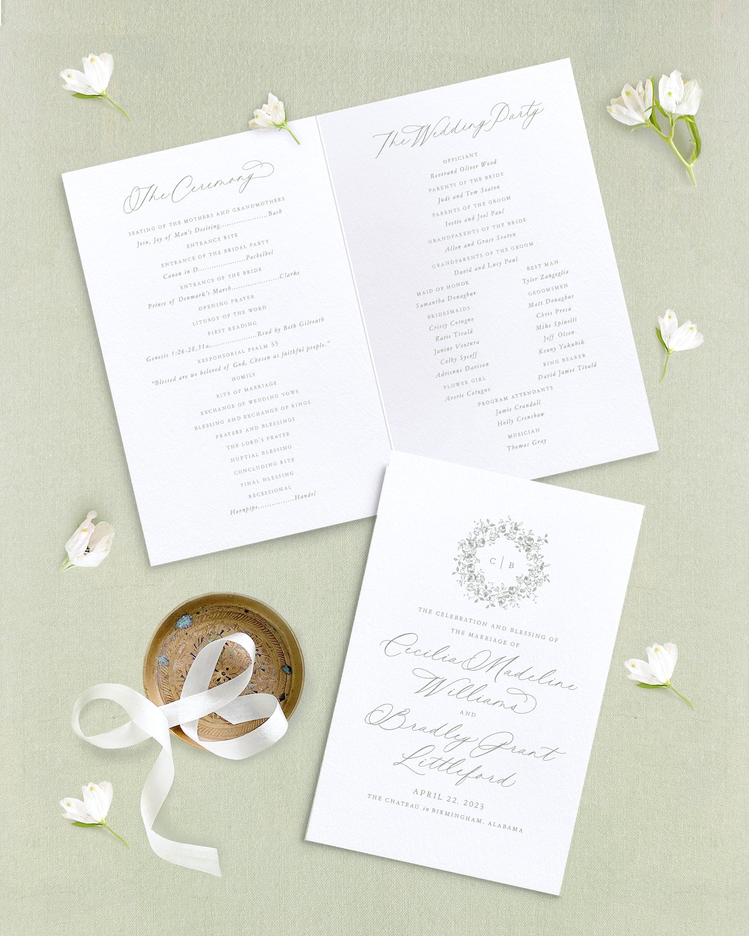 Cecilia Folded Wedding Programs – Empress Stationery