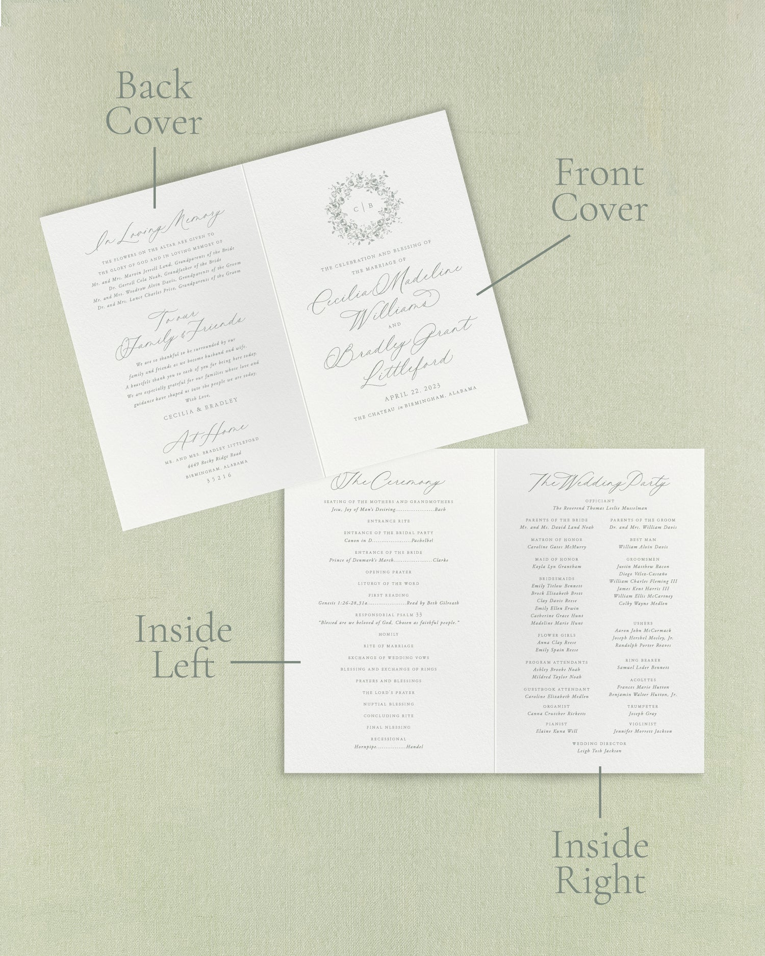 Cecilia Folded Wedding Programs – Empress Stationery