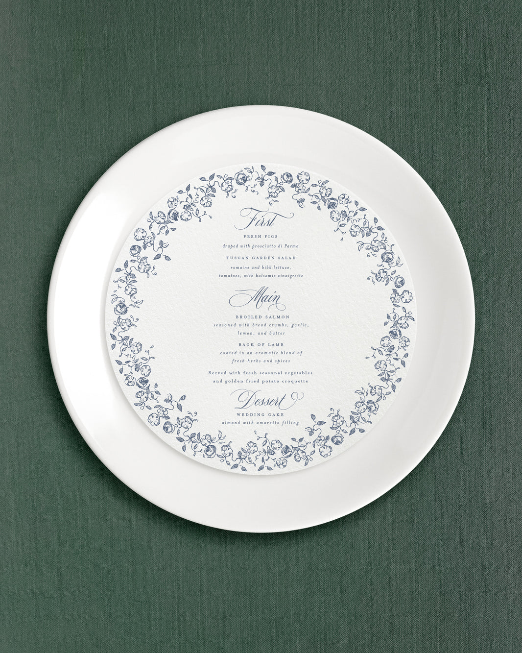 Round Dinner Menus – Empress Stationery