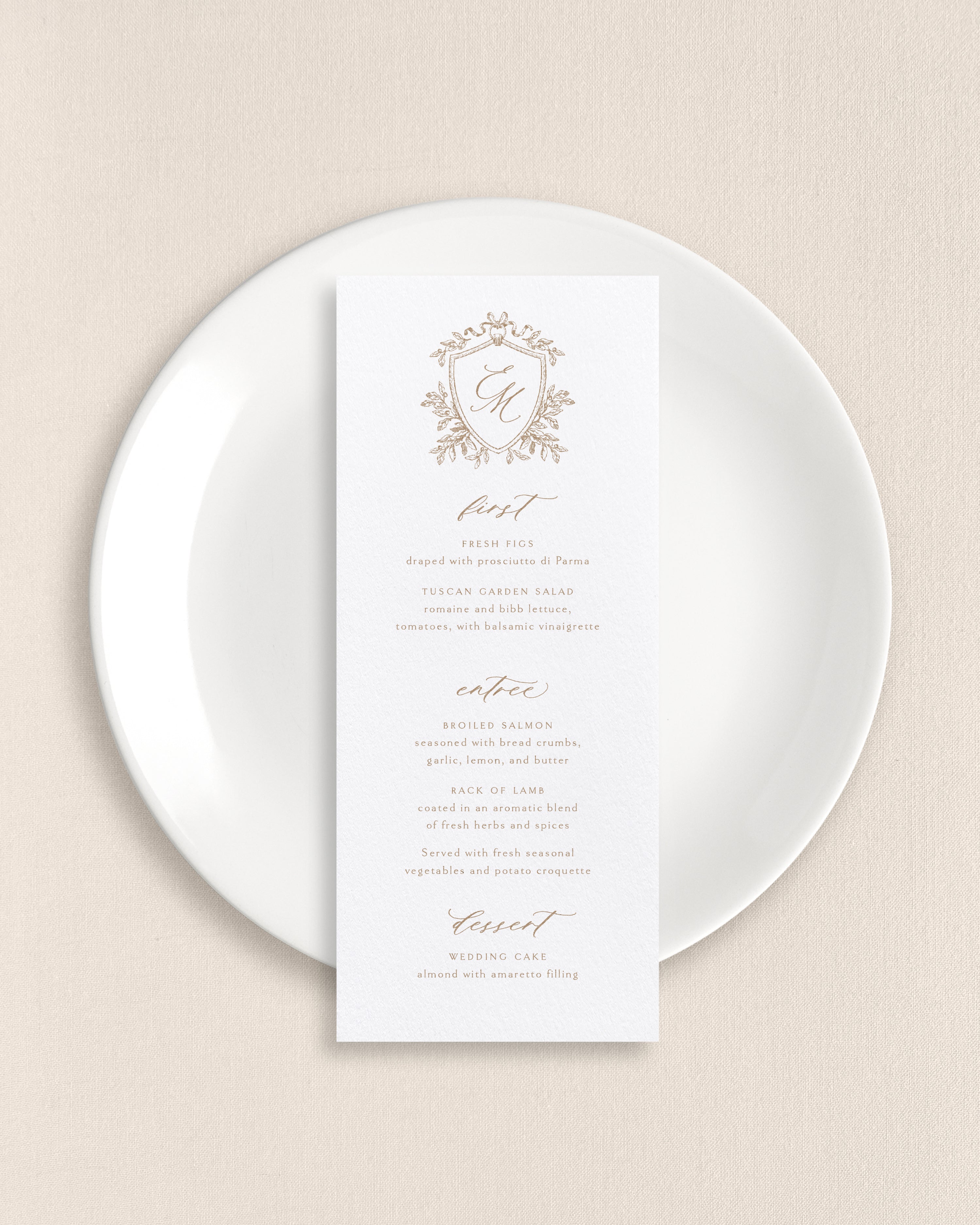 Seated Dinner Menu – Empress Stationery