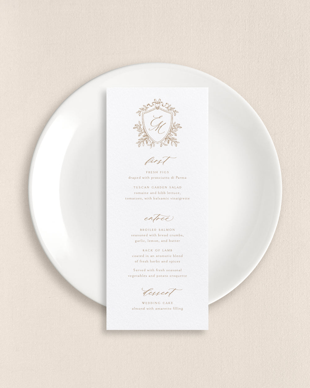 Elizabeth Seated Dinner Menus – Empress Stationery