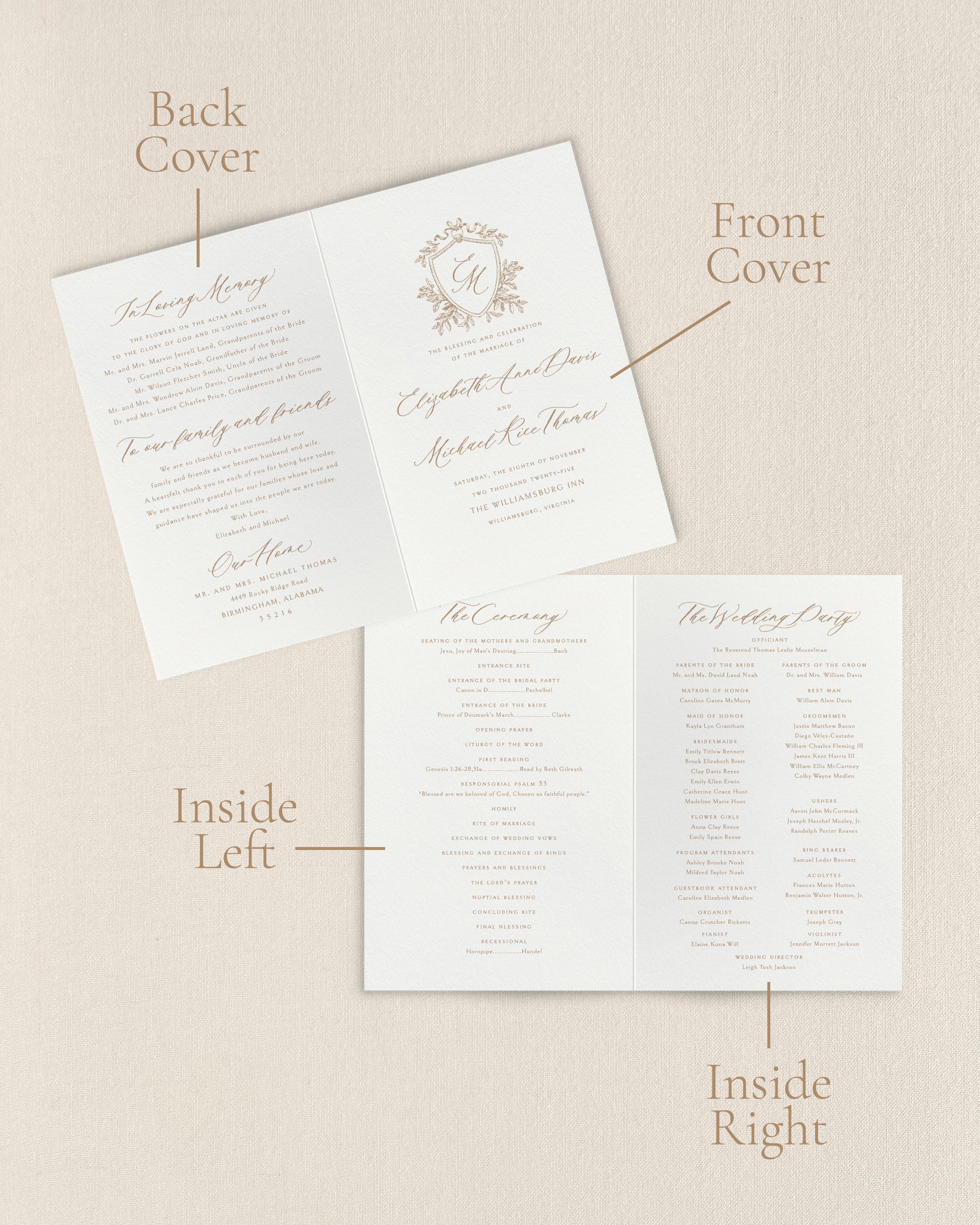 Elizabeth Folded Wedding Programs – Empress Stationery