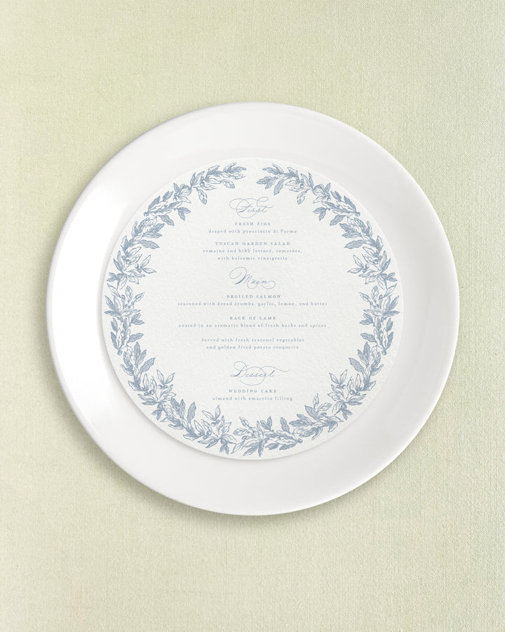 Round Dinner Menus – Empress Stationery