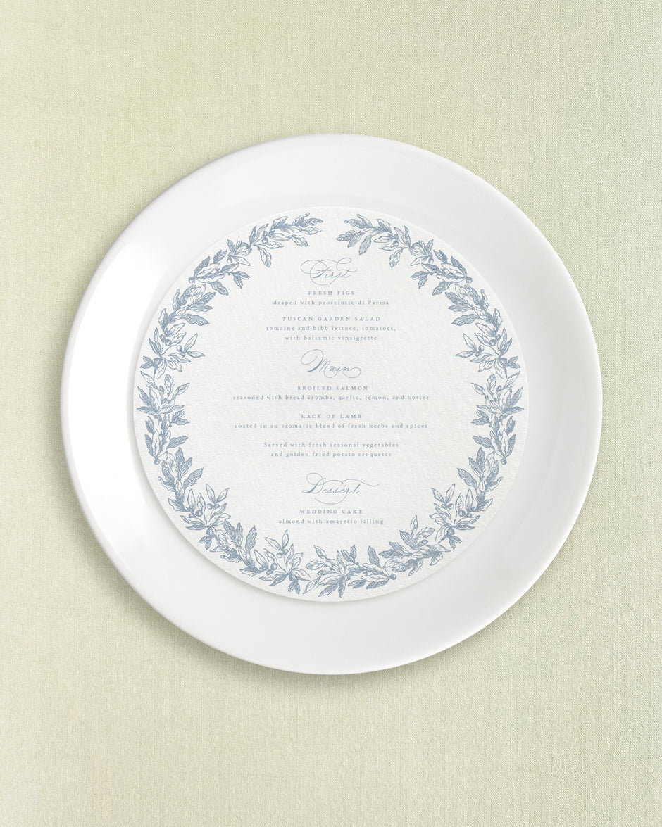 Round Dinner Menus – Empress Stationery