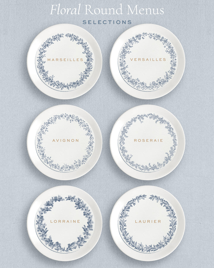 Round Dinner Menus – Empress Stationery