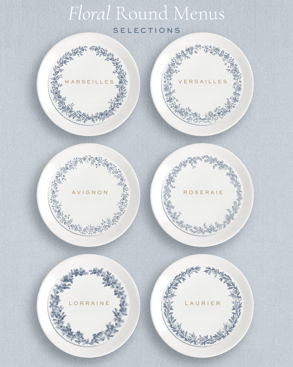 Elizabeth Round Dinner Menus – Empress Stationery