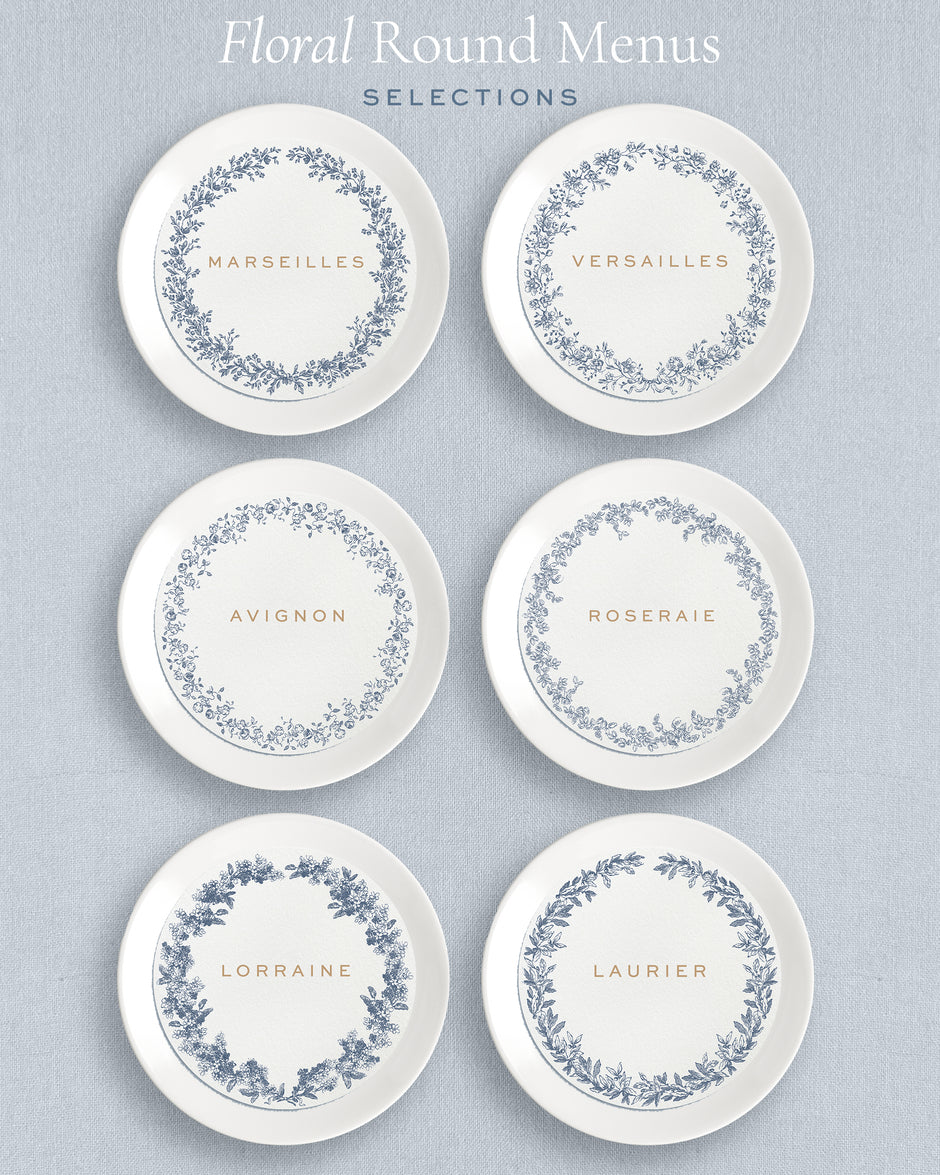 Round Dinner Menus – Empress Stationery