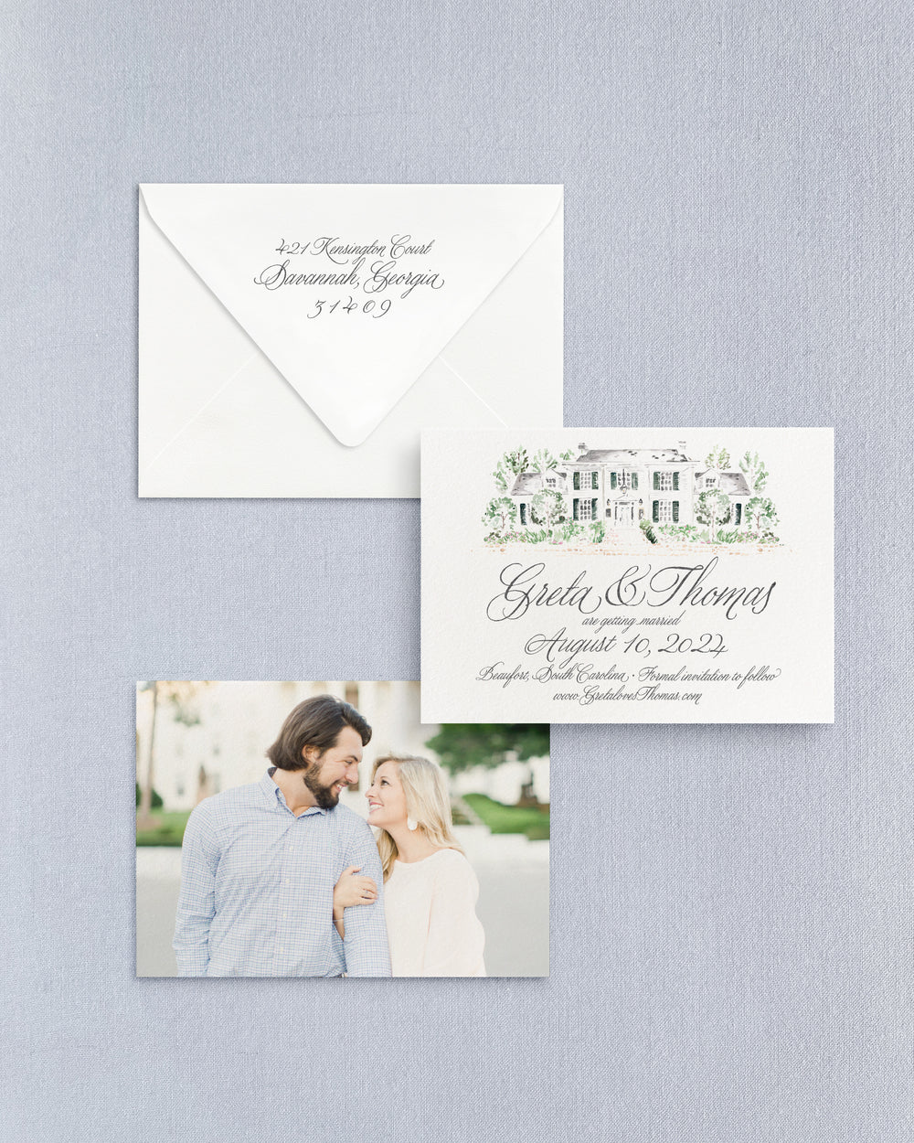 Greta Horizontal Save the Date No. 4 - Ft. Watercolor Venue – Empress ...