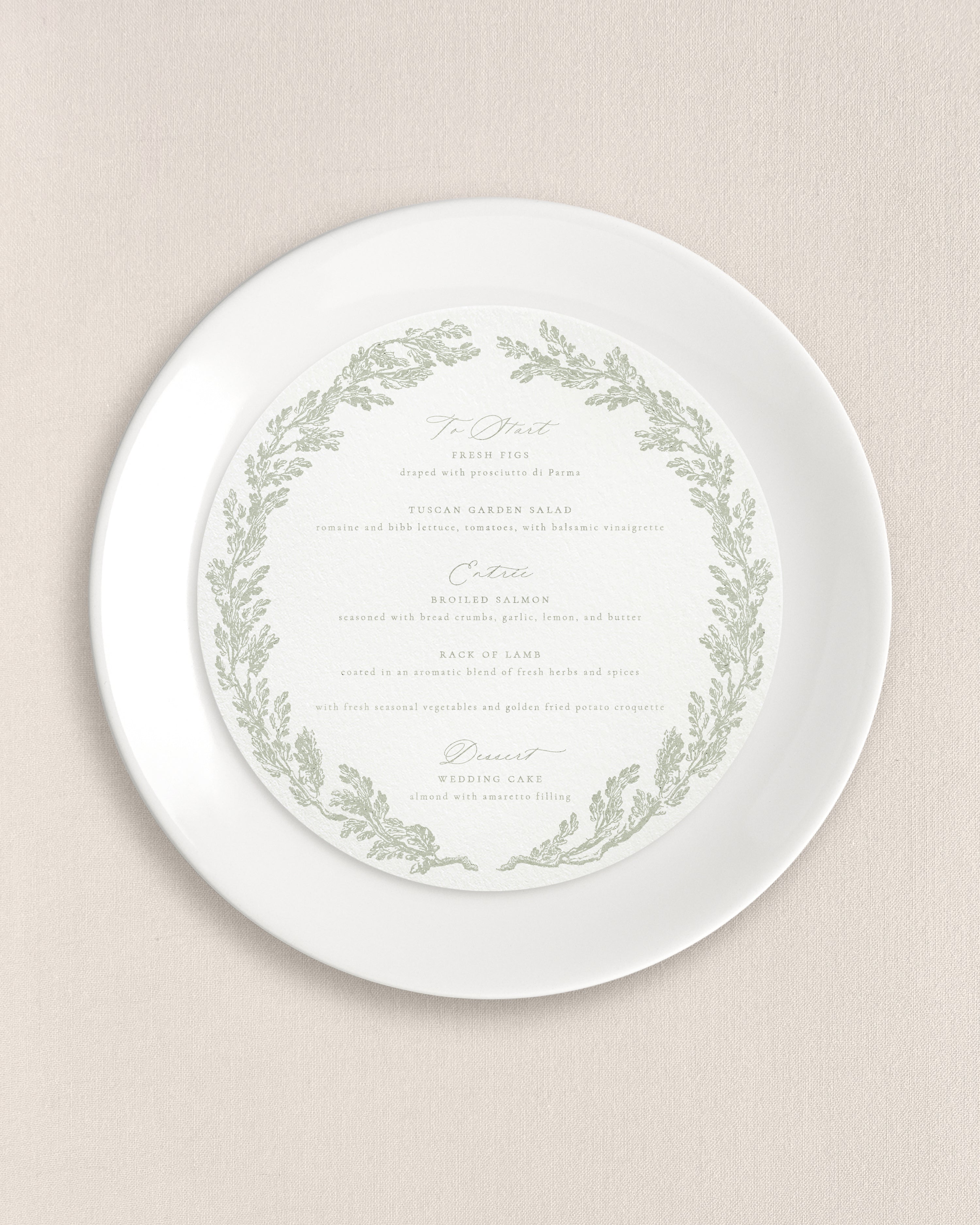 Round Dinner Menus – Empress Stationery