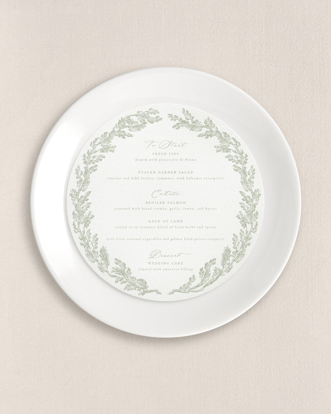 Round Dinner Menus – Empress Stationery