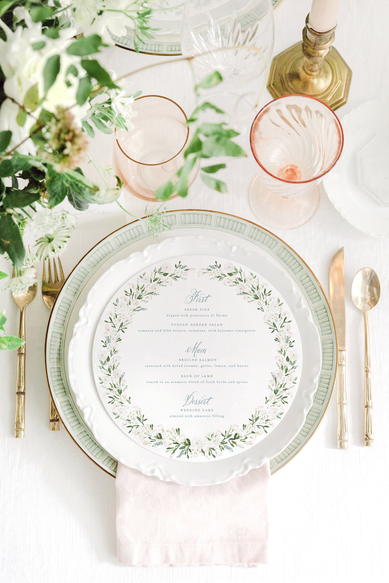 Louisa Round Dinner Menus – Empress Stationery