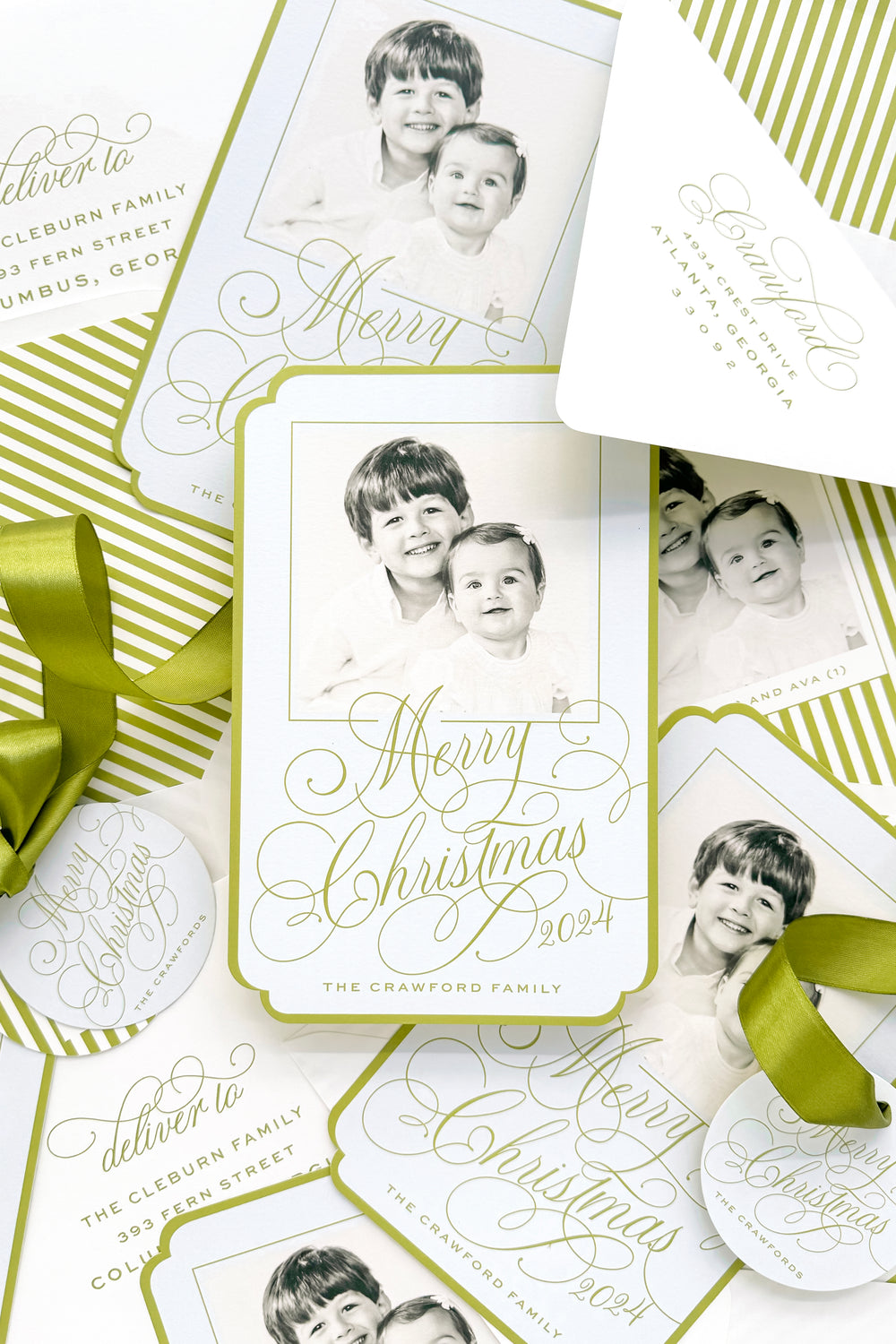 Chartreuse Stripes Christmas Card – Empress Stationery