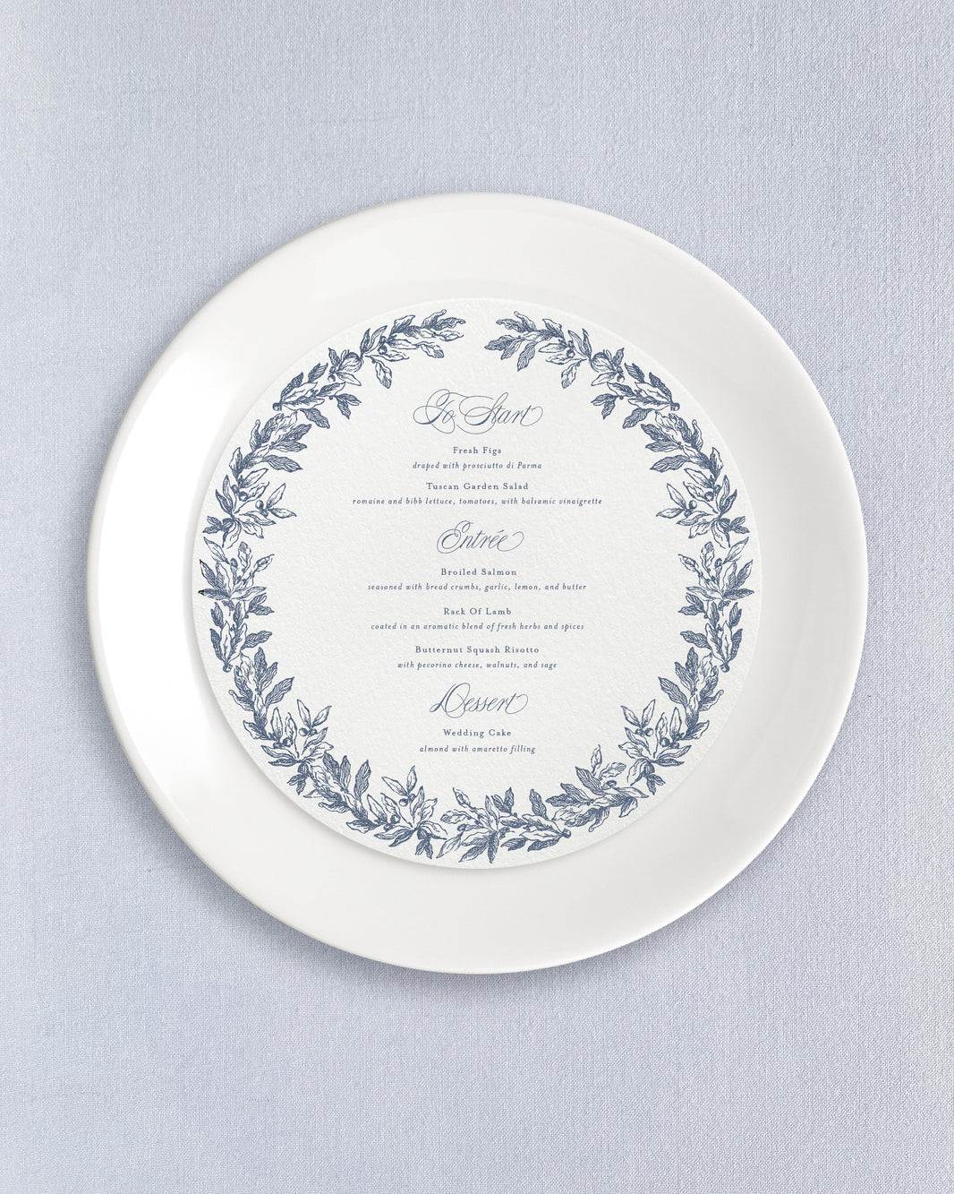 Round Dinner Menus – Empress Stationery