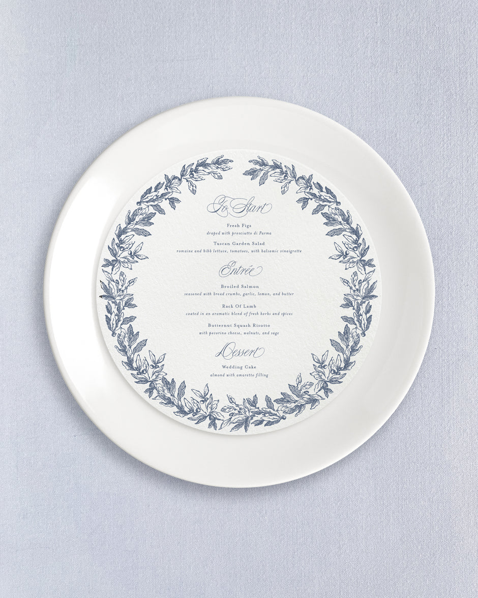Round Dinner Menus – Empress Stationery