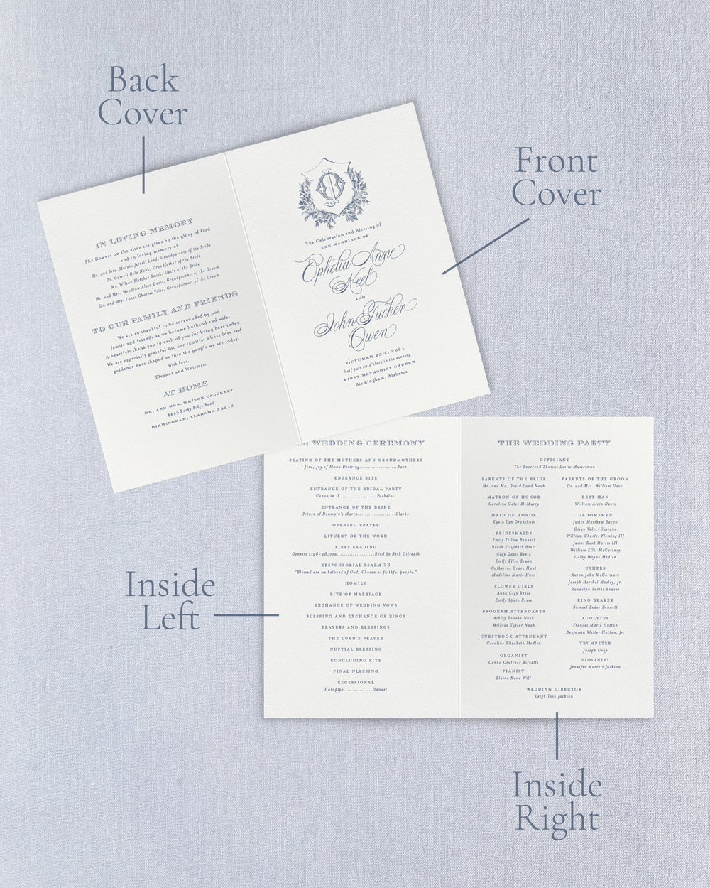 Ophelia Folded Wedding Programs – Empress Stationery