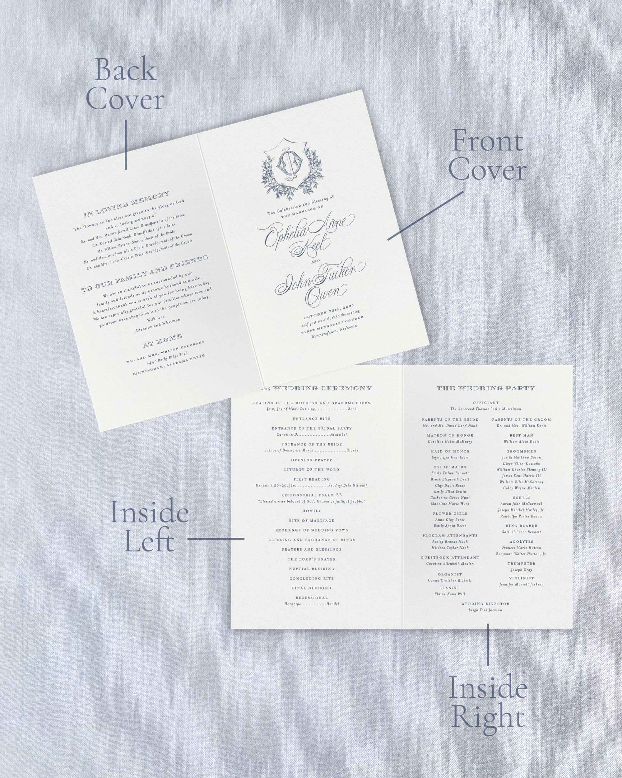 Ophelia Folded Wedding Programs – Empress Stationery