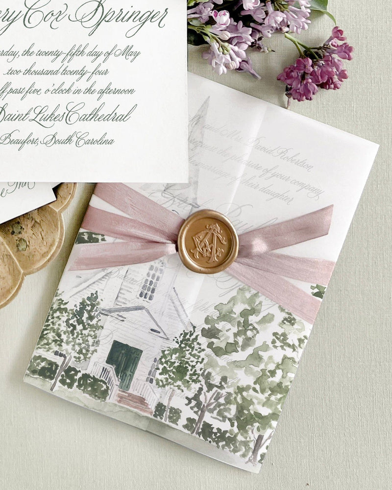 Watercolor Venue Vellum Covers – Empress Stationery