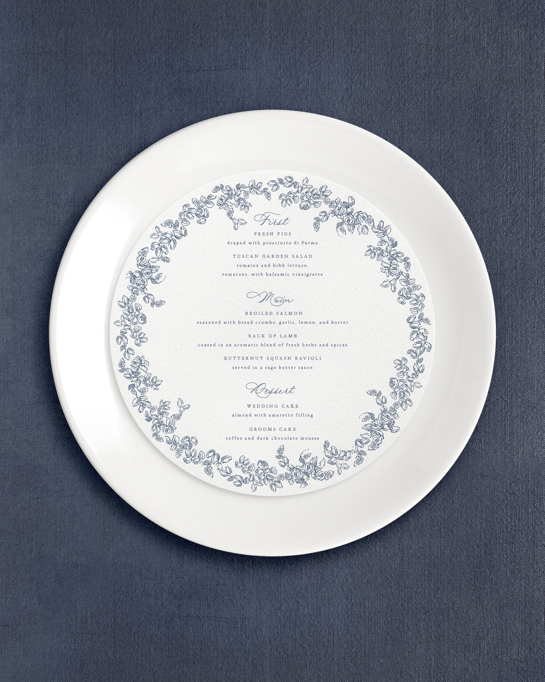 Round Dinner Menus – Empress Stationery